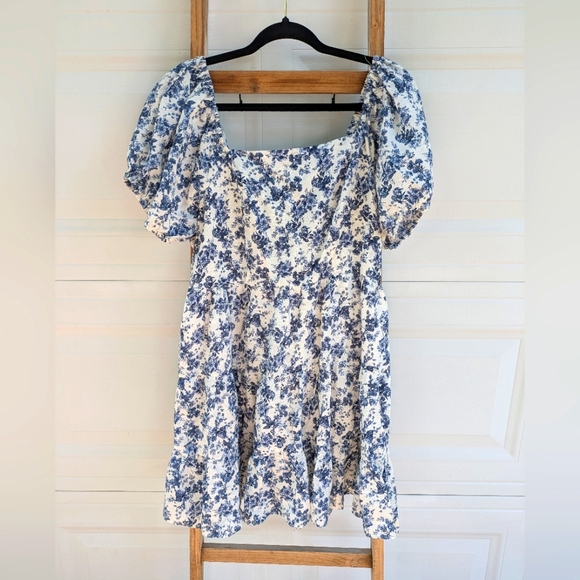Chelsea & Violet | Dresses | Chelsea Violet Linen Blend Floral Puff ...